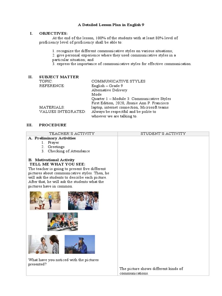 Communicative Styles | PDF | Communication | Teachers