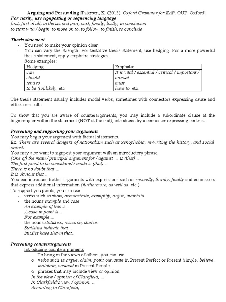 Arguing and Persuading OG Theory | PDF | Verb | Phrase