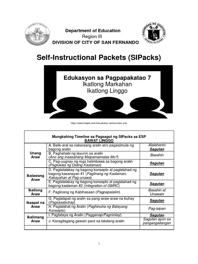 ESP 7 Q3 Week 3 SIPacks - CSFP | PDF