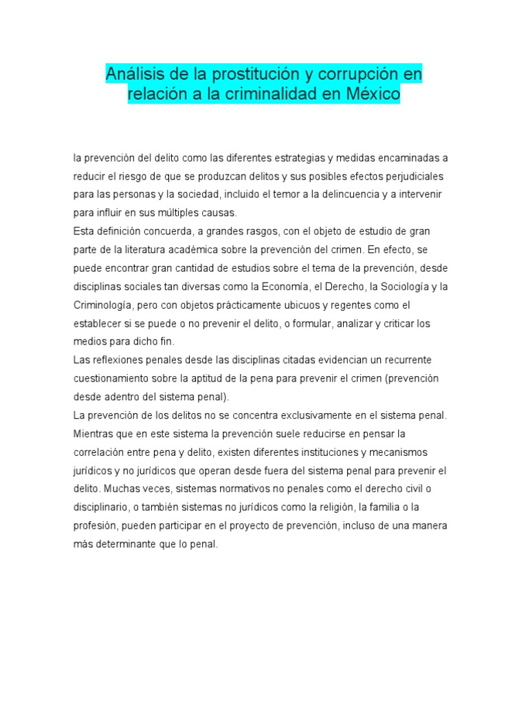 Análisis de La Prostitución y Corrupción en Relación A La Criminalidad en México | PDF