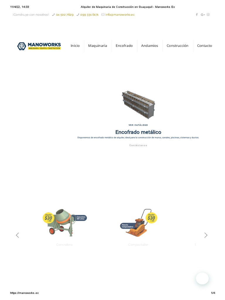 Alquiler de Maquinaria de Construcción en Guayaquil - Manoworks Ec ...