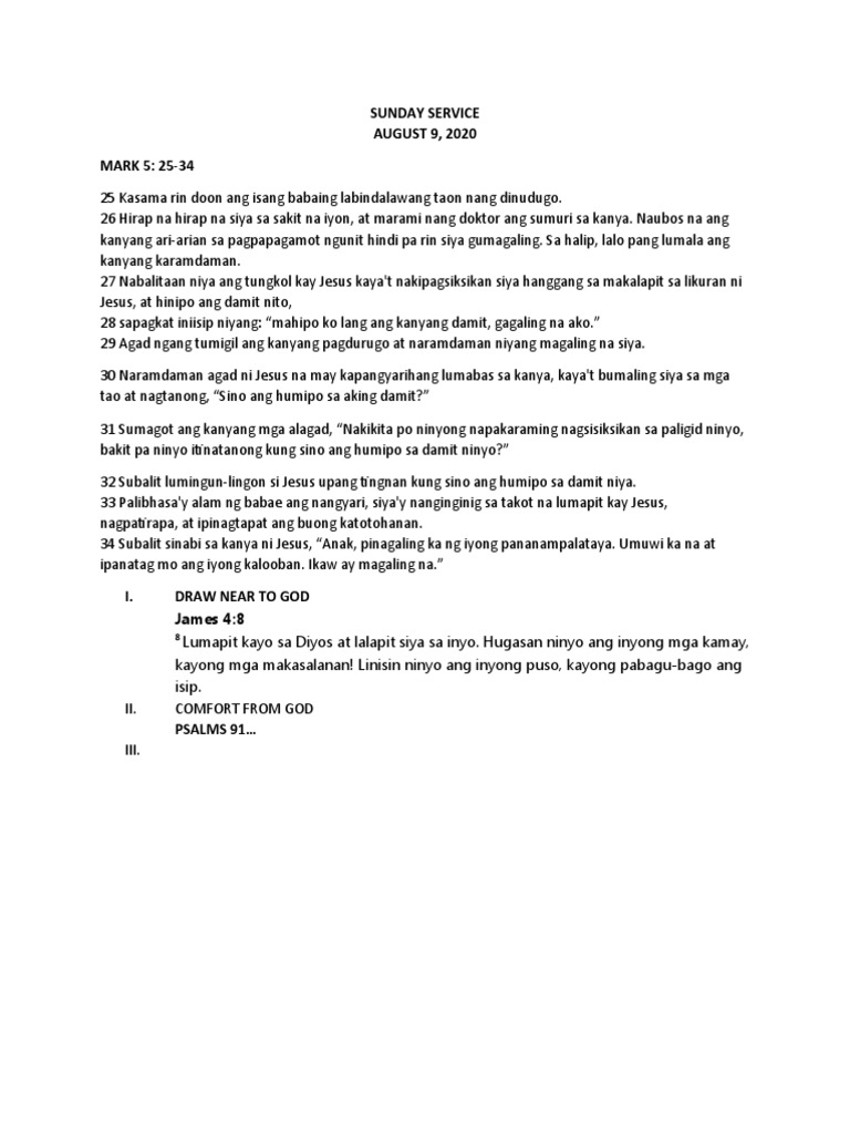 Sunday Service Mark 5-25-34 | PDF