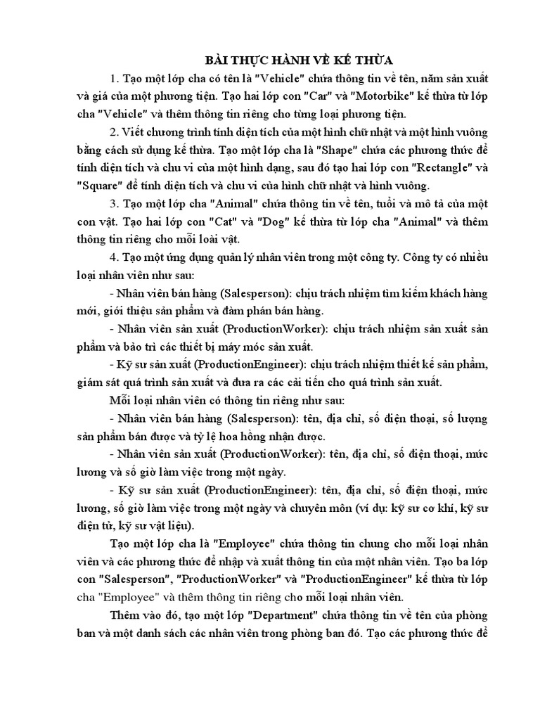 Bai Tap Ke Thua | PDF