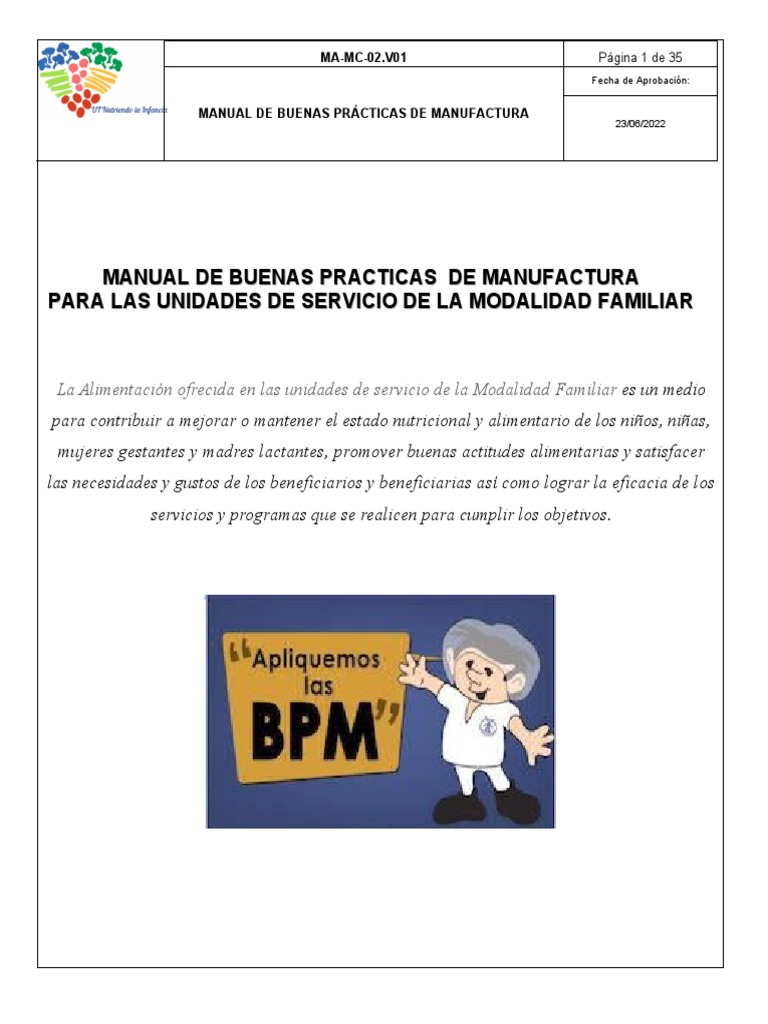 Manual de BPM Actualizado | PDF | Alimentos | Seguridad alimenticia