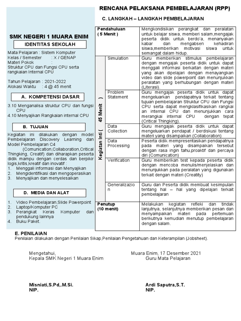 3.10 RPP Sistem Komputer | PDF