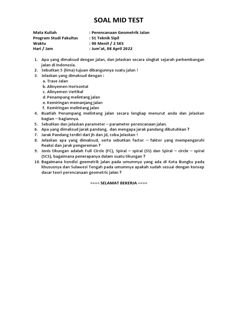 Soal Mid PGJ 2022 | PDF