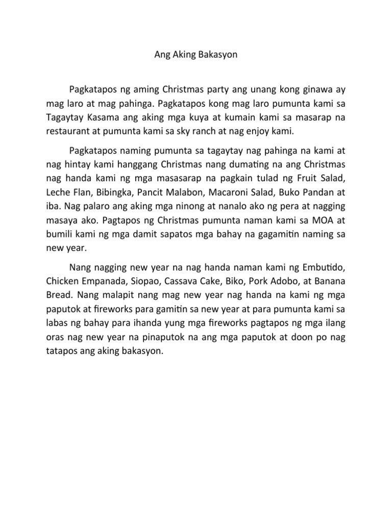 Ang Aking Bakasyon Revised | PDF