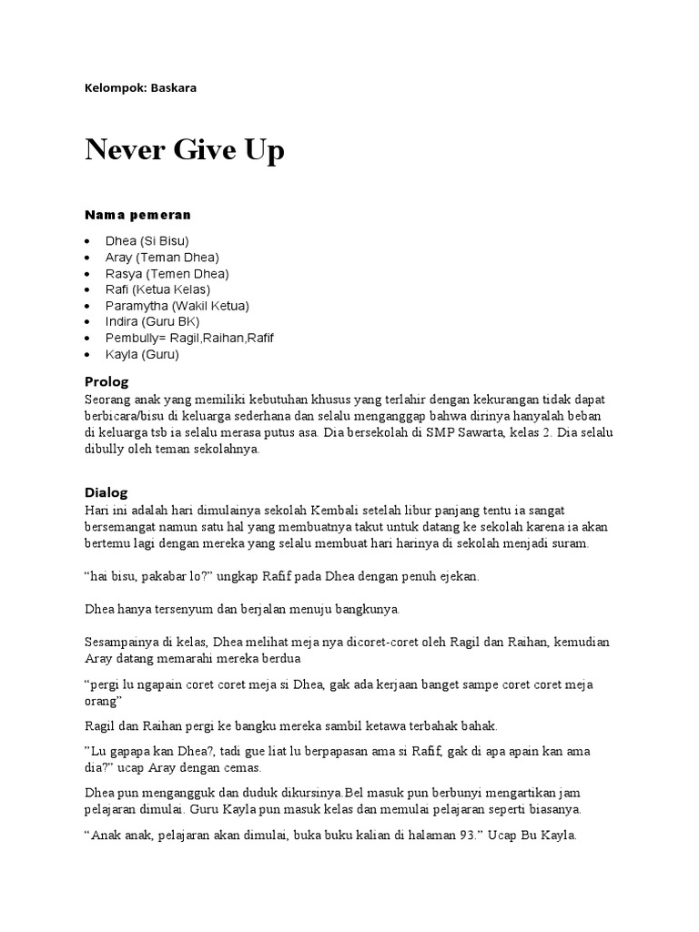 Script Drama Never Give Up | PDF