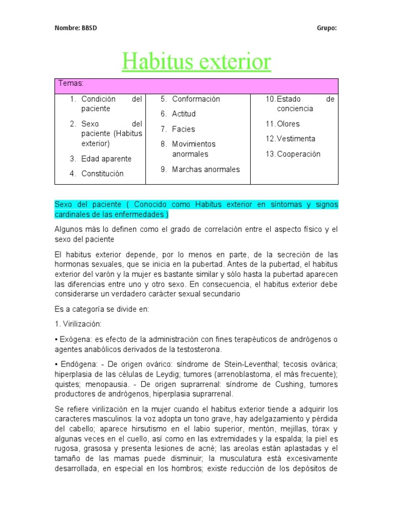 Habitus Exterior | PDF | Anatomía | Enfermedades y trastornos