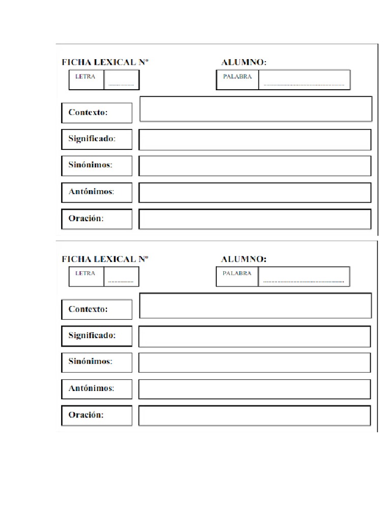 Fichas Lexicales | PDF