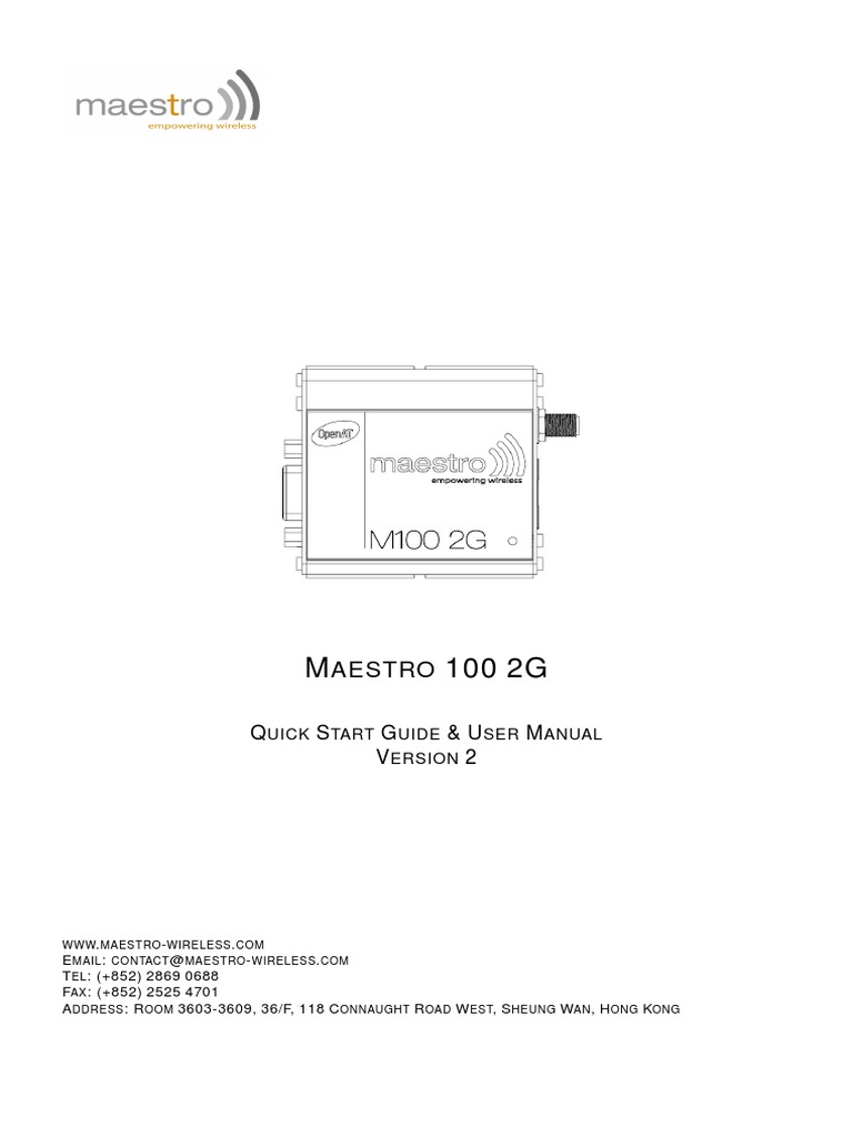 M100 2G Quick Start Guide User Manual v2 | PDF | Modem | Power Supply
