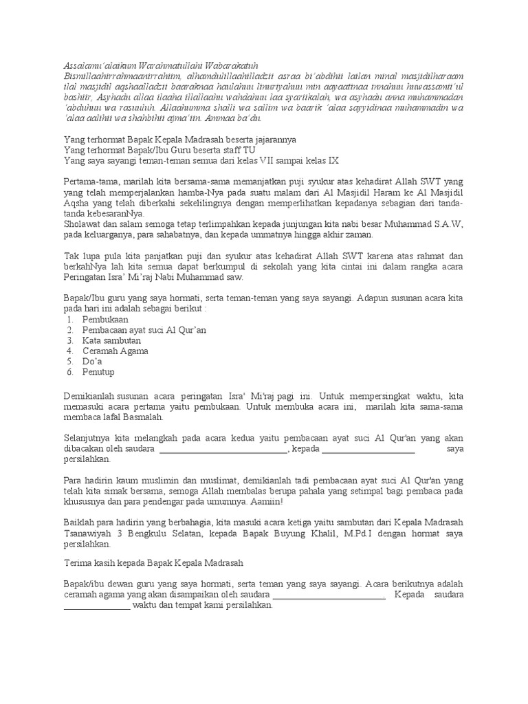 Teks MC Isra Mi'raj | PDF