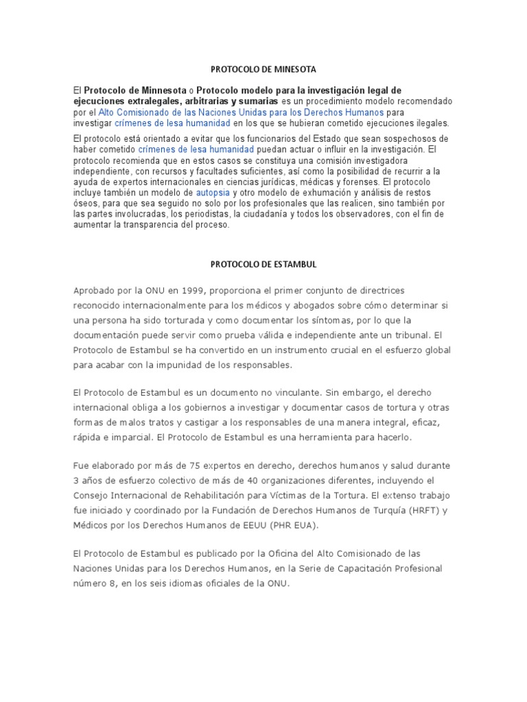 Protocolos, Estambul y Minesota | PDF | Derechos humanos | Gobierno