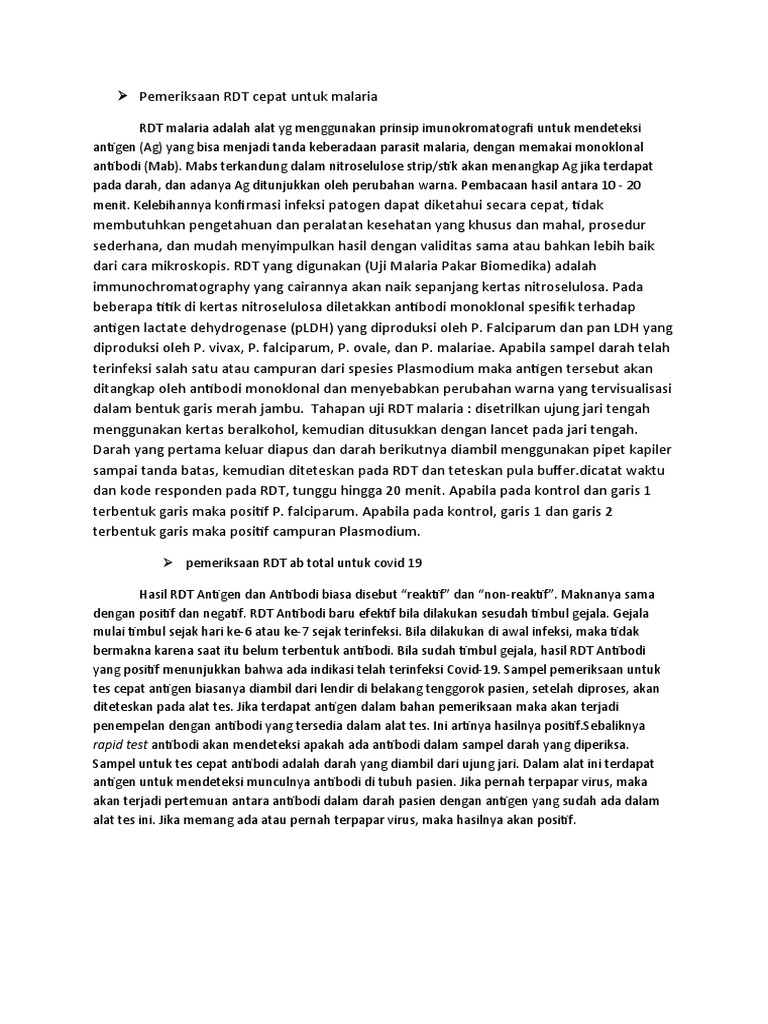 RDT Malaria | PDF