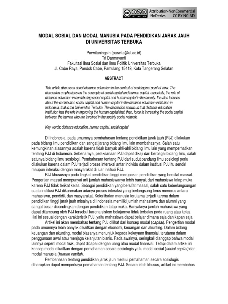 03 Ptjj Parwitaningsih 26 34 Parwitaningsih Modal Sosial Dan Modal Manusia Pada Pendidikan