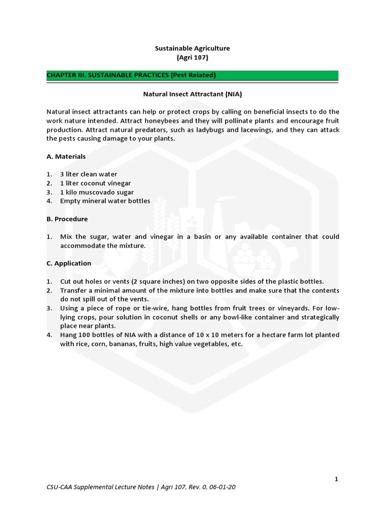 Attracting Beneficial Insects Through Natural Insect Attractants | PDF