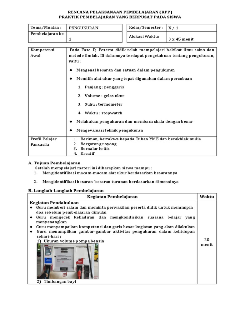 RPP Pengukuran Kelas X | PDF