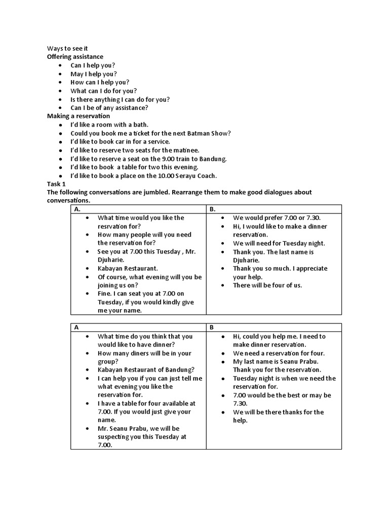 Making Reservation | PDF