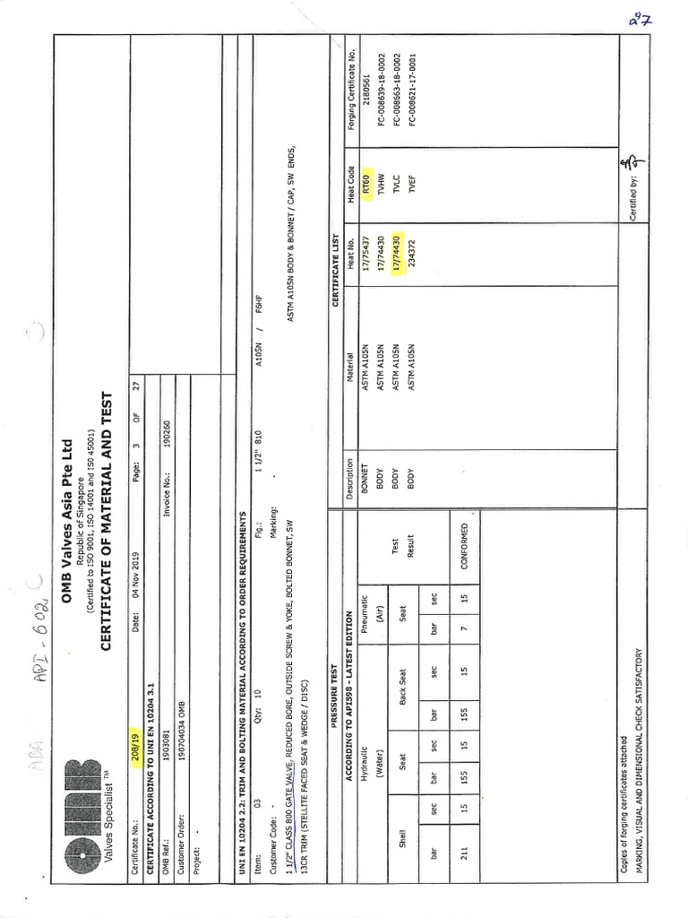 Mill Certificate | PDF