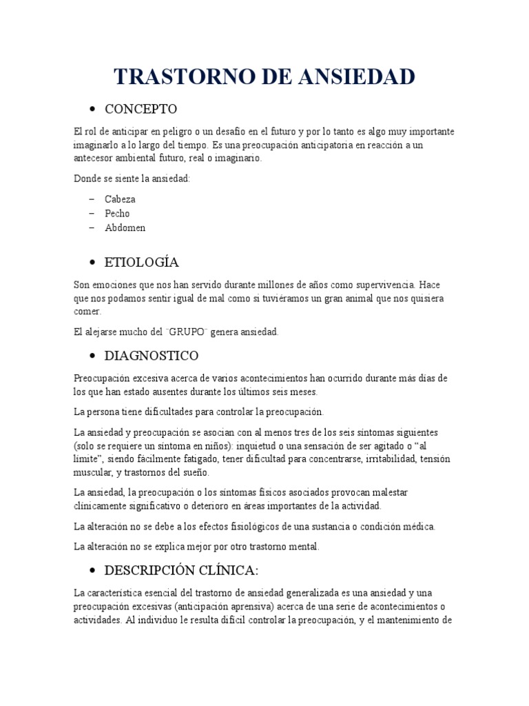 Trastorno de Ansiedad | PDF | Ansiedad | Trastorno de ansiedad