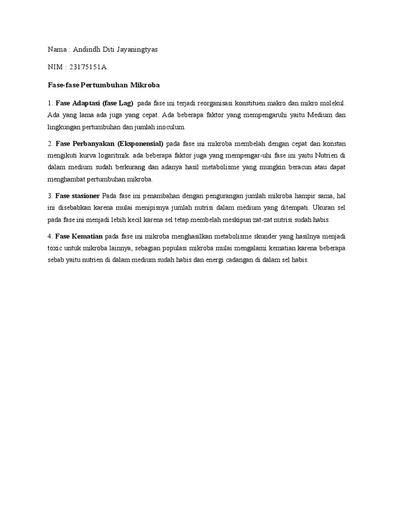 Fase Pertumbuhan Mikroba: Penjelasan Lengkap | PDF | Kesehatan Holistik
