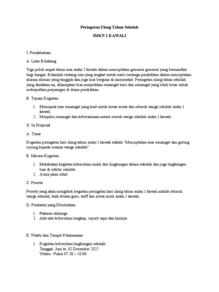 Contoh Proposal Kegiatan | PDF | Karier & Perkembangan | Perjalanan