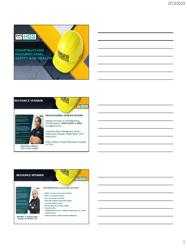 HSS COSH Day 3 - Delegate's Handout | PDF | Hazards | Risk