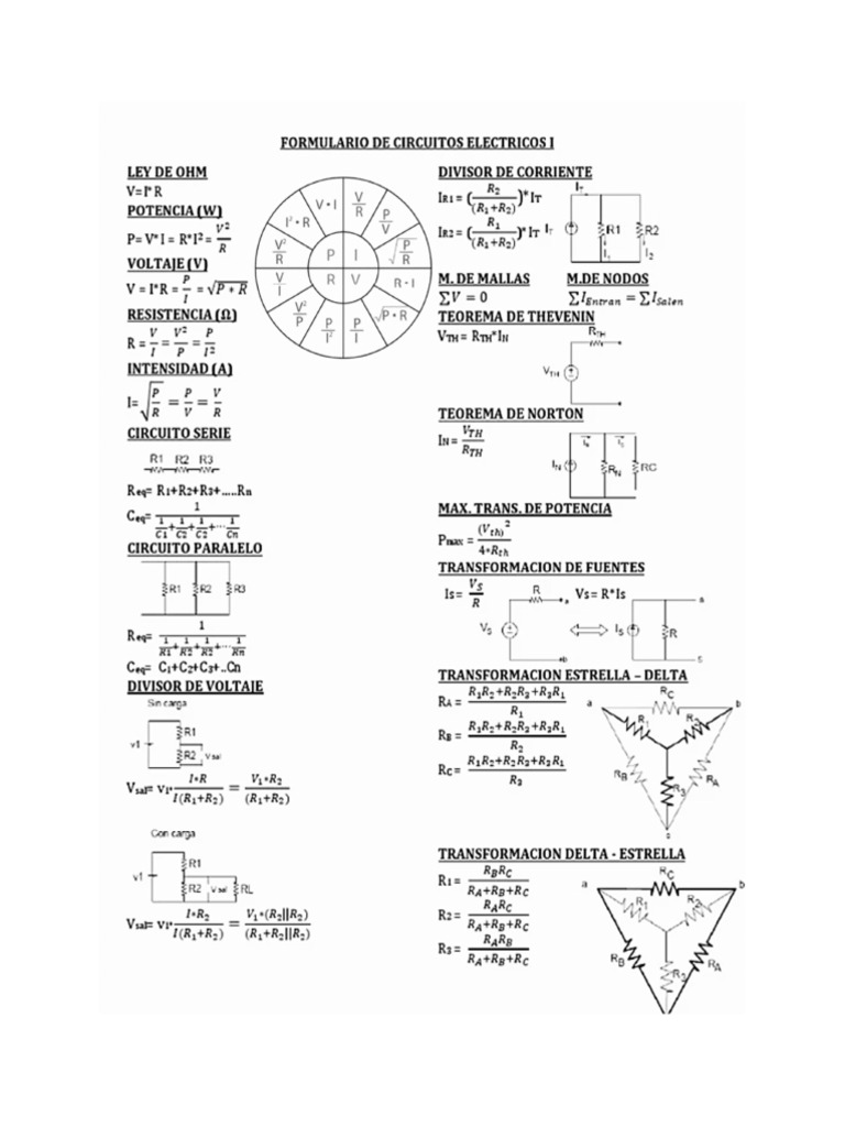 Formulario Teoría de Circuitos | PDF