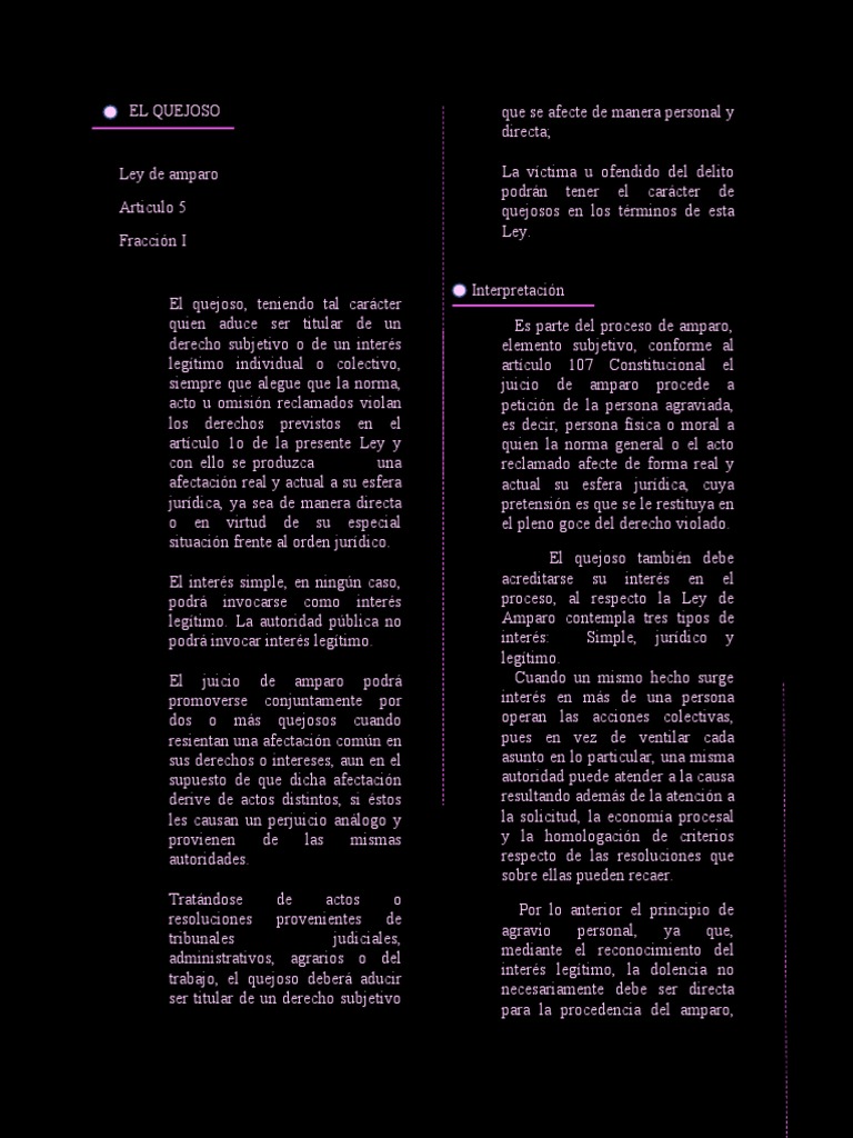 Definición del Quejoso en Amparo | PDF | Derechos | Ley procesal