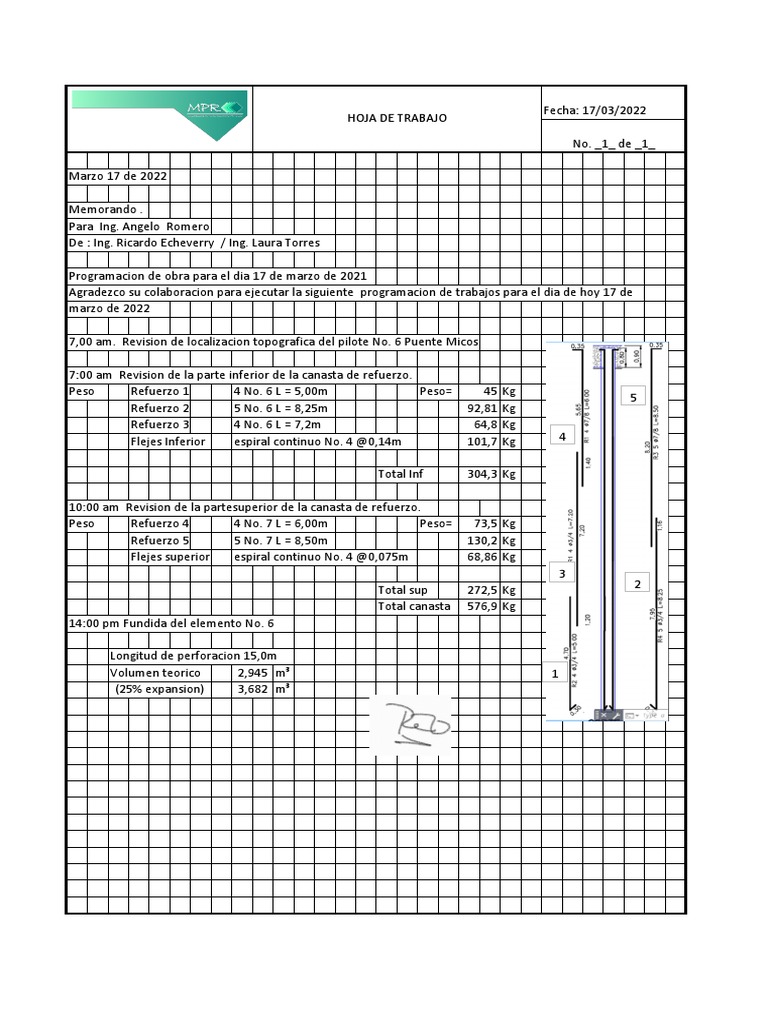 Hoja de Trabajo Apiros PUente Micos Formato Lleno | PDF