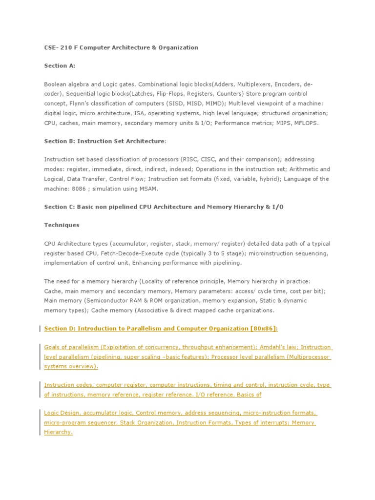 Cao Syllabus | PDF | Parallel Computing | Central Processing Unit