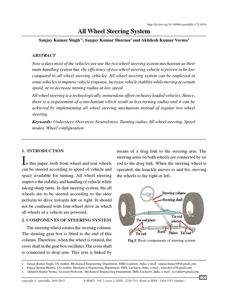 All Wheel Steering System Pdf Steering Transport