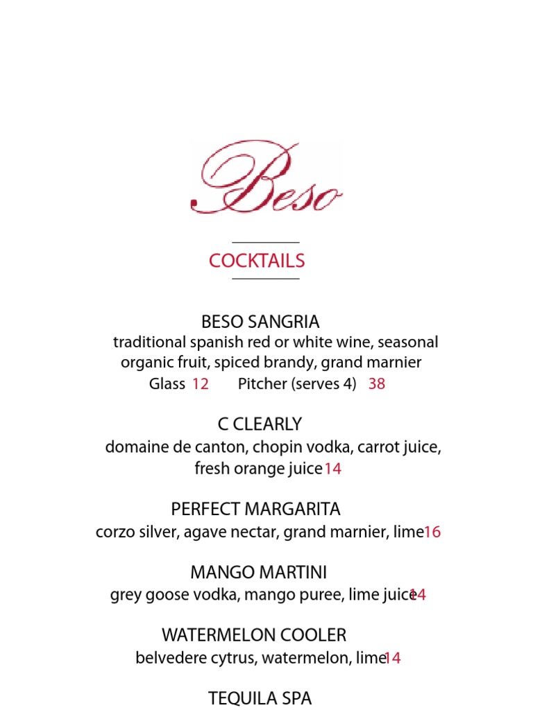 Beer and Cocktail Menu Options | PDF