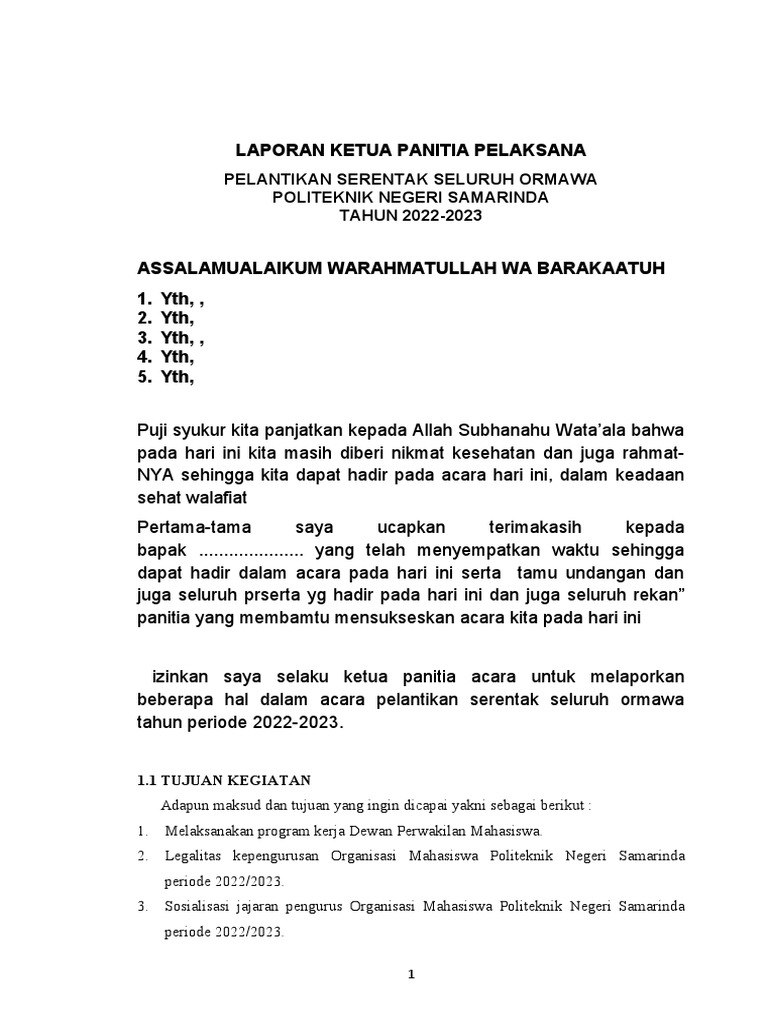 Laporan Ketua Panitia Pelaksana | PDF