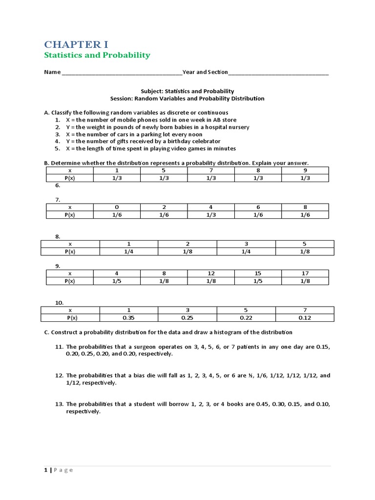 3q.week 1 2 3 Random Variables | PDF | Probability Distribution | Variance