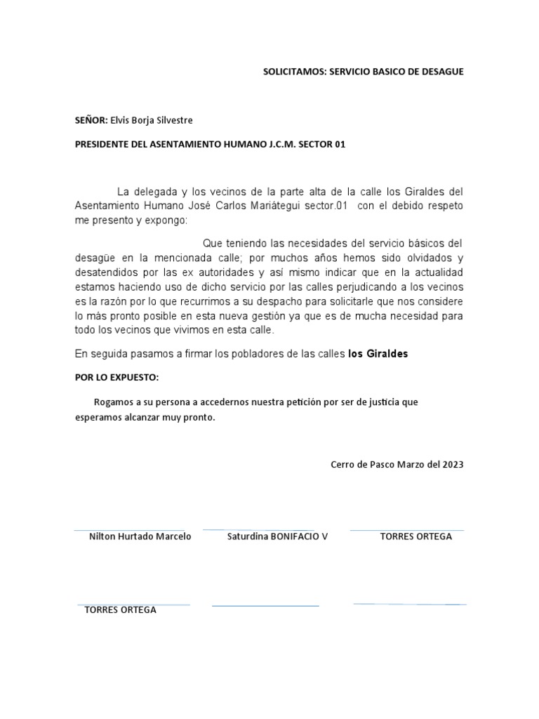 Solicito Desague 2023 | PDF