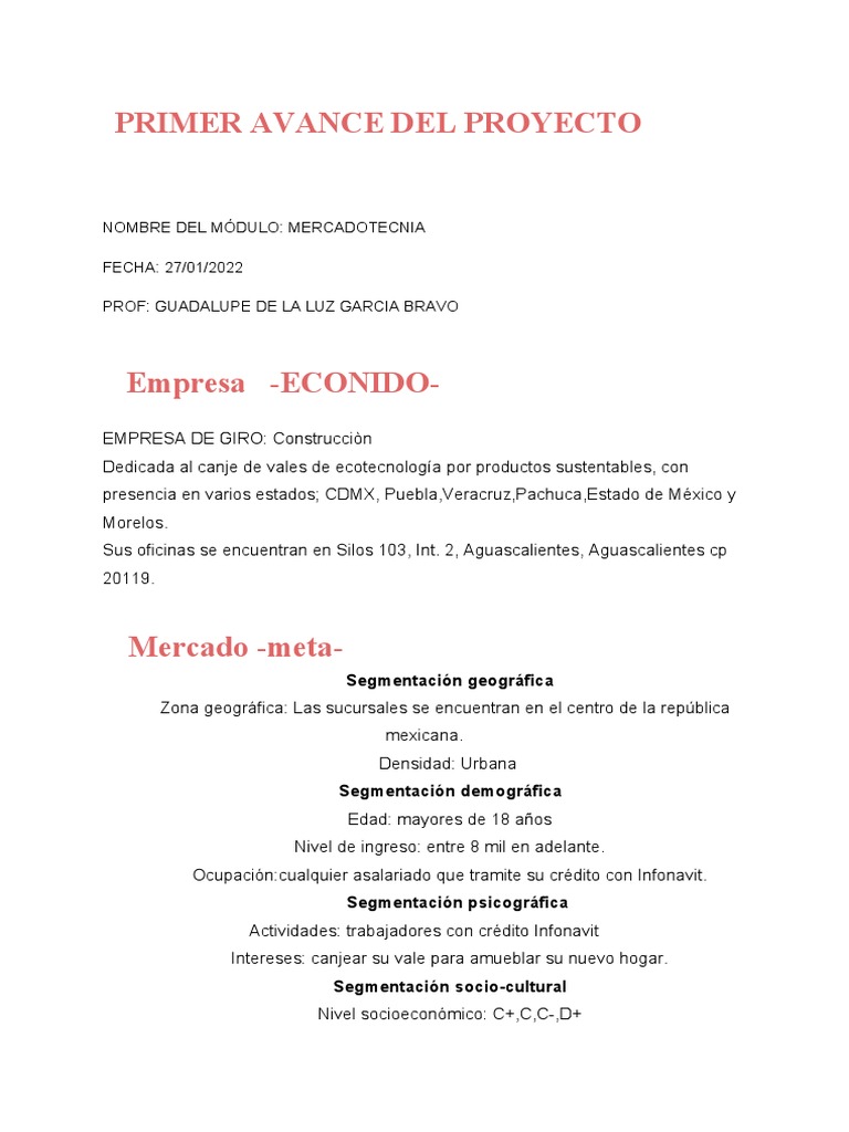 Primer Avance Mercadotecnia UVEG | PDF | Marketing | Negocios económicos