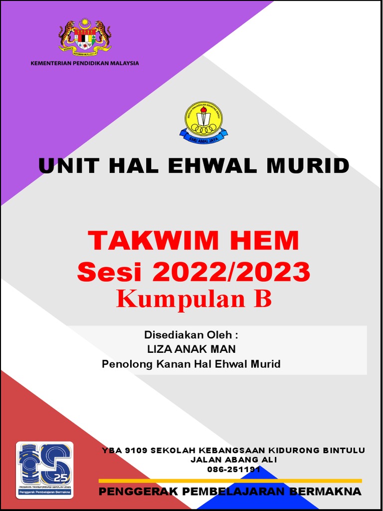 TEMPLET TAKWIM SEKOLAH UNIT HEM SK KID (Autosaved) | PDF