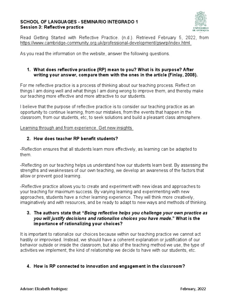 Reflective Practice | Download Free PDF | Reflective Practice | Teaching Method