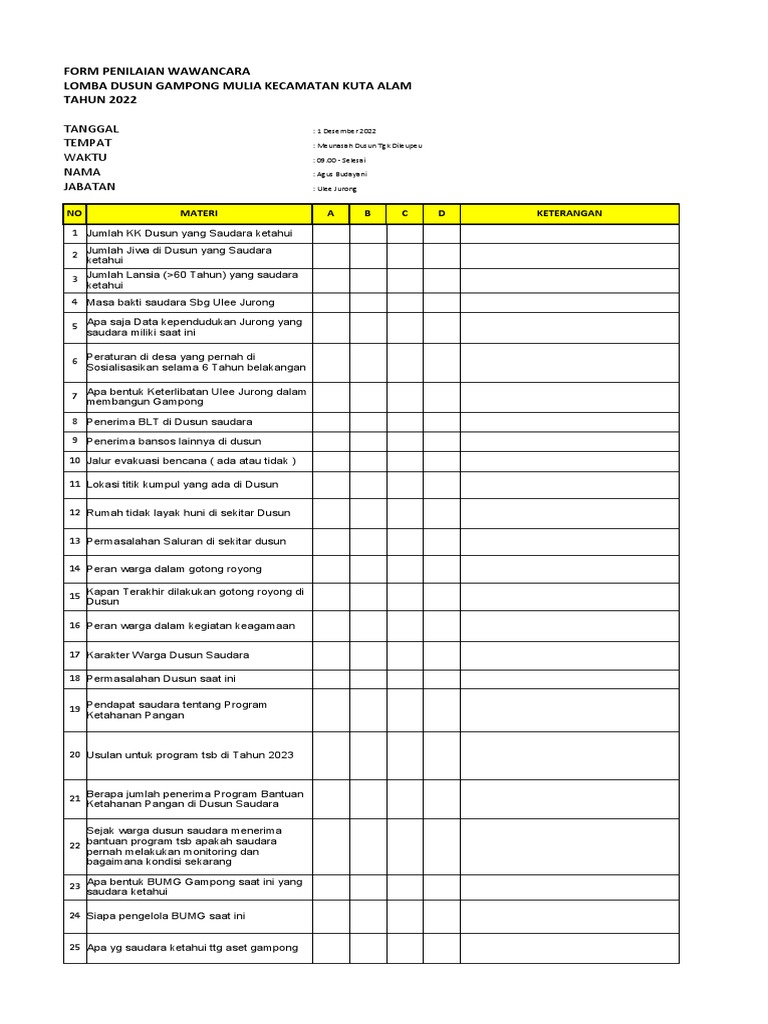 Penilaian Wawancara | PDF