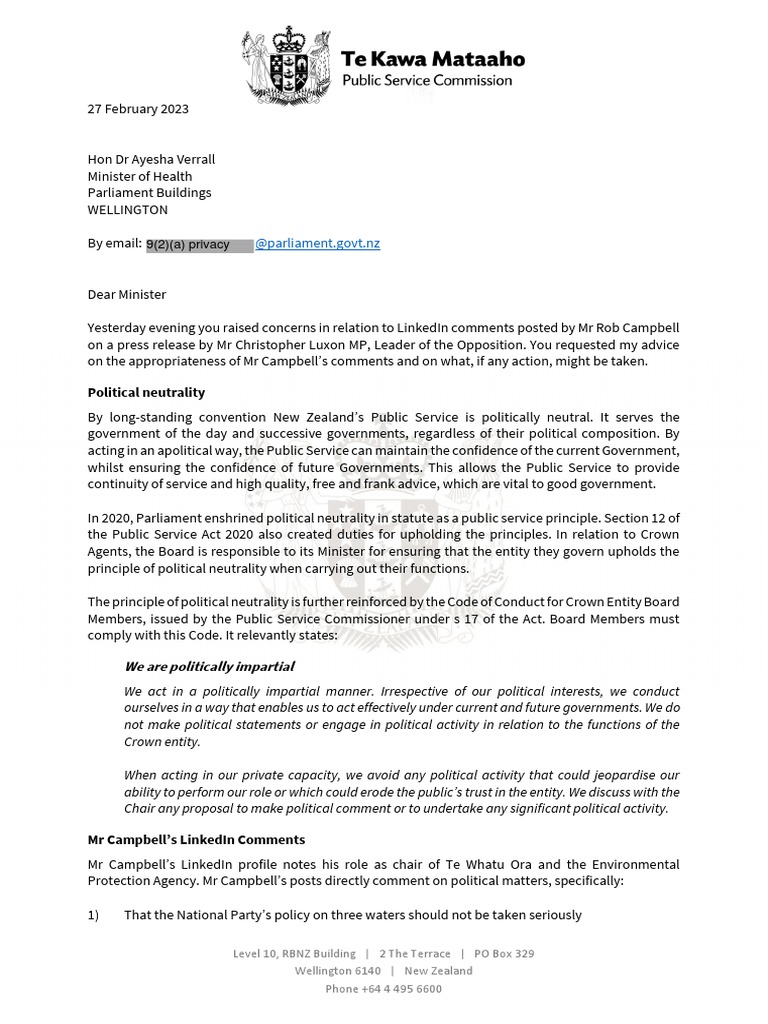 Political Neutrality in The Public Service | PDF | Parliament Of The ...