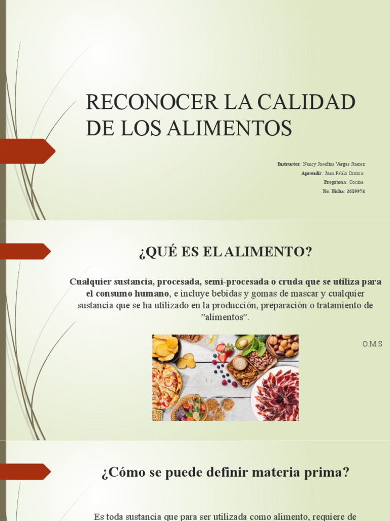 Reconocer La Calidad de Los Alimentos | PDF | Alimentos | Vegetales