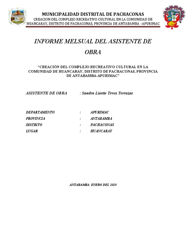 Informe de Asistente de Obra | PDF | Ingeniería | Ingeniería estructural