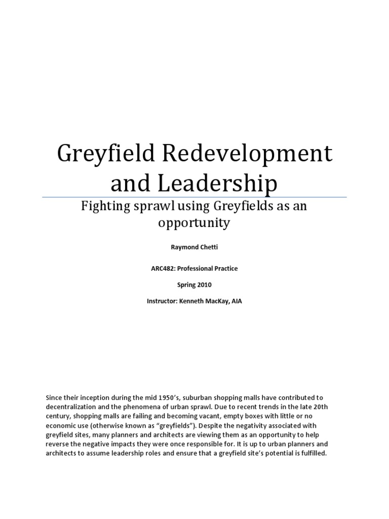Greyfield Redevelopment Opportunities | PDF | Urban Sprawl | Shopping Mall