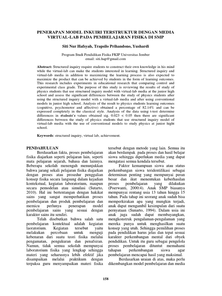 Penerapan Model Inkuiri Terstruktur Dengan Media Virtual-Lab Pada ...