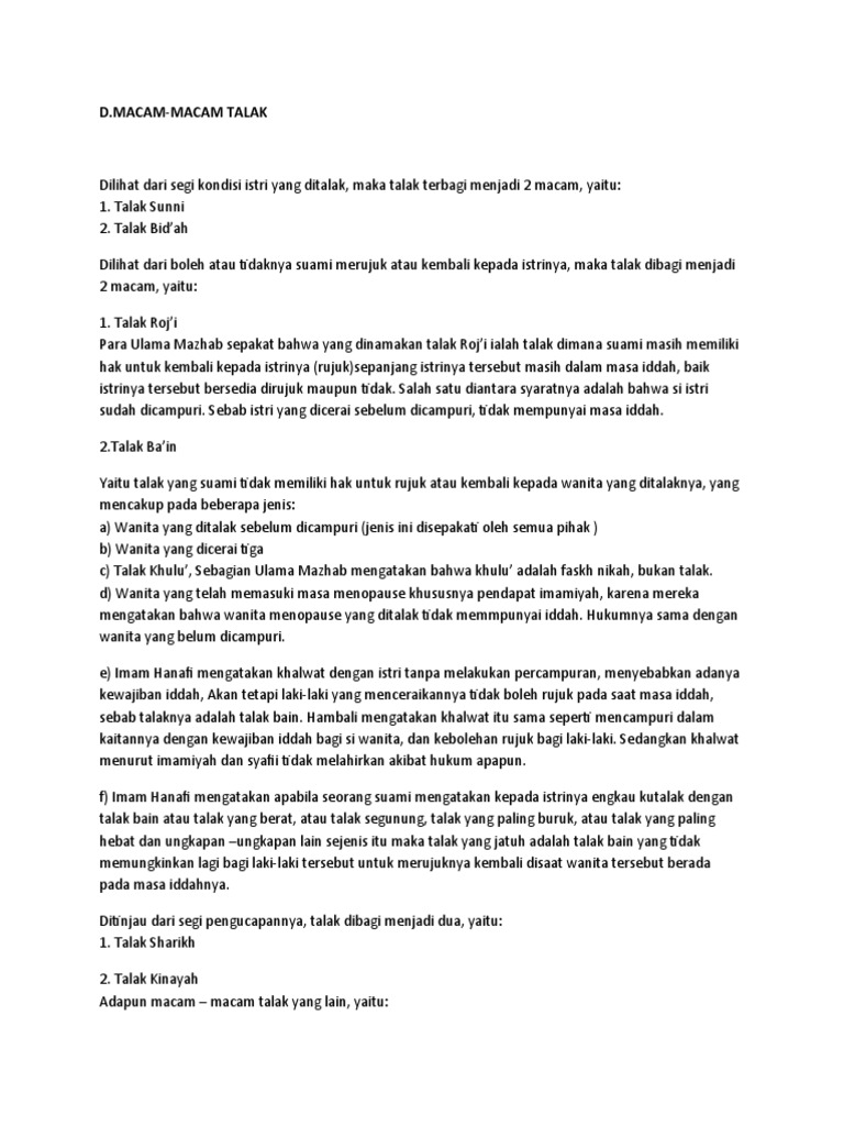 Macam Macam Talaq | PDF