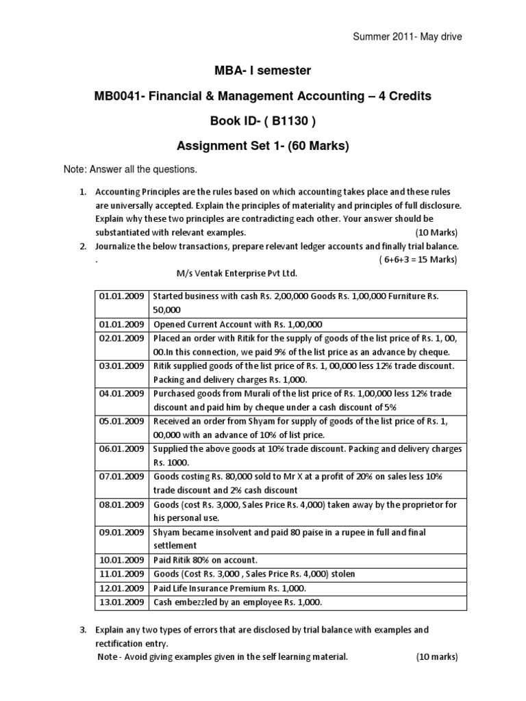 MB0041 Summer Drive Assignment 2011 | PDF