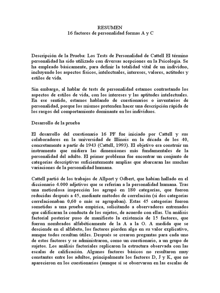 Resumen 16 FP Forma C | PDF | Validez (Estadísticas) | Cuestionario