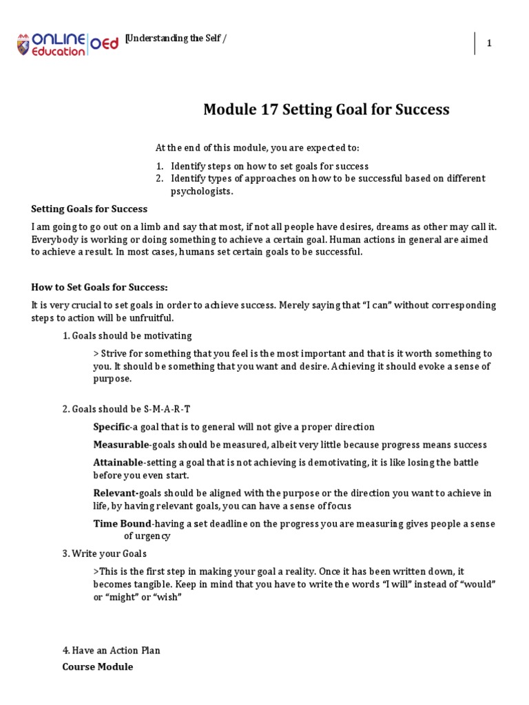 Setting Goal For Success PDF | PDF | Mindset | Goal