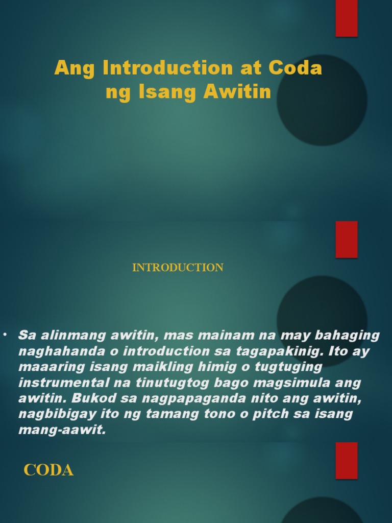 Ang Introduction at Coda NG Isang Awitin | PDF